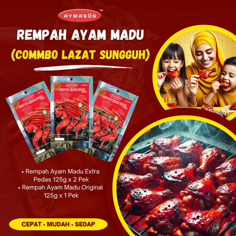 (COMBO LAZAT SUNGGUH)Rempah Ayam Madu Aymasos,Boleh Bakar Goreng Grill ...