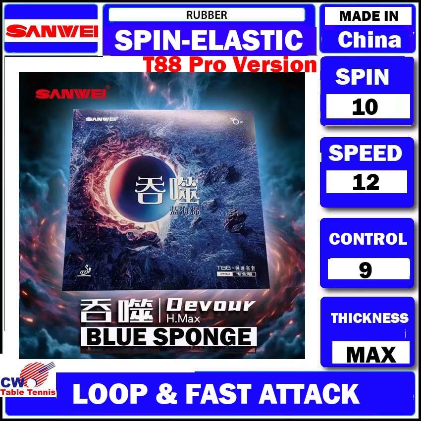 SANWEI T88 PRO Rapid Rotation Devouring Blue Sponge Set, Ping Pong ...