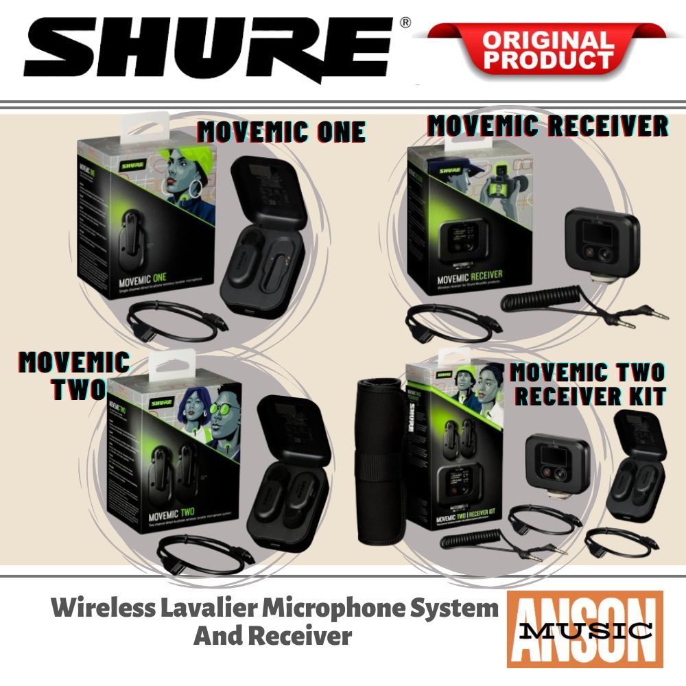 Shure MOVEMIC TWO RECEIVER KIT Two-Channel Wireless Lavalier Microphone ...