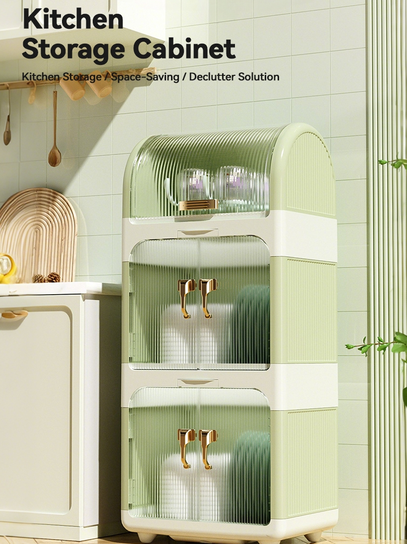 Double Tier Dish Rack with Cover Tray Kitchen Cabinet Dustproof Dish ...