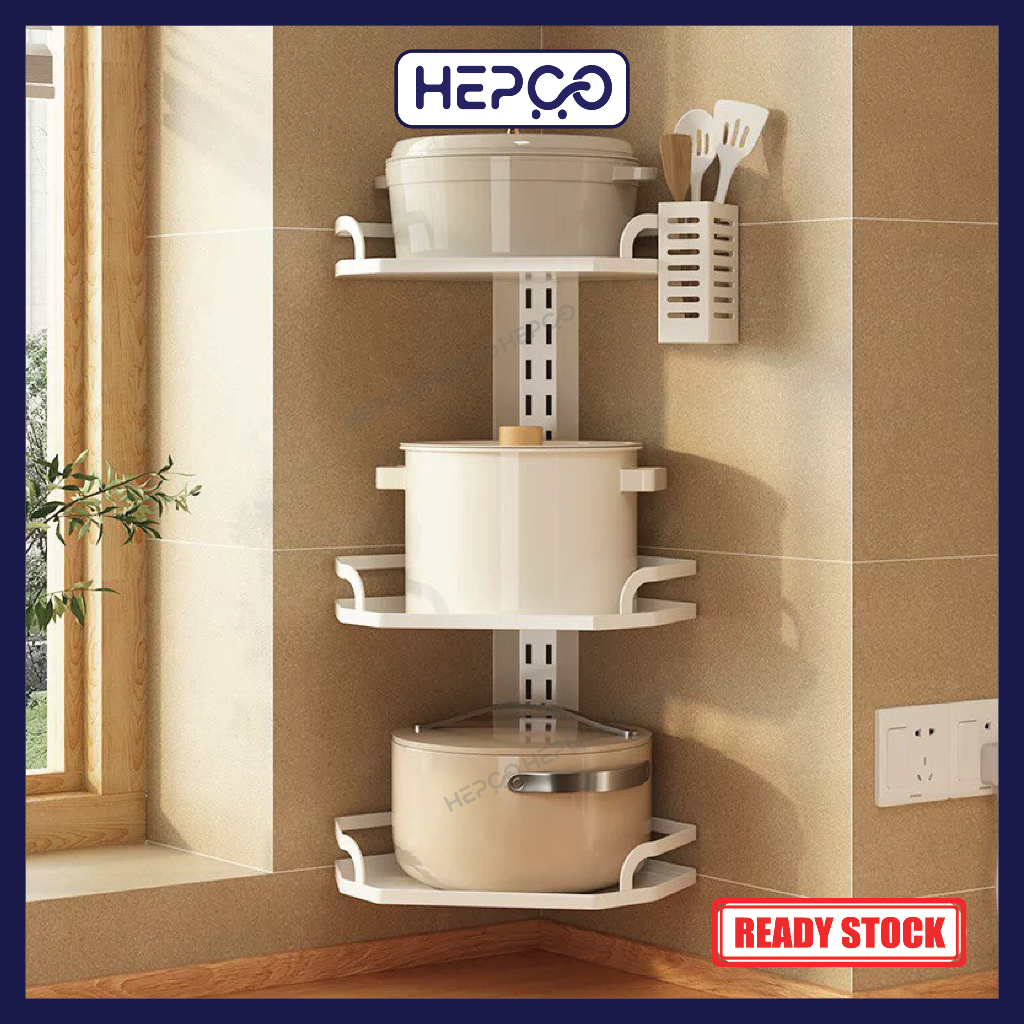 Carbon Steel Corner Kitchen Adjustable Pot Rack Multifunctional ...