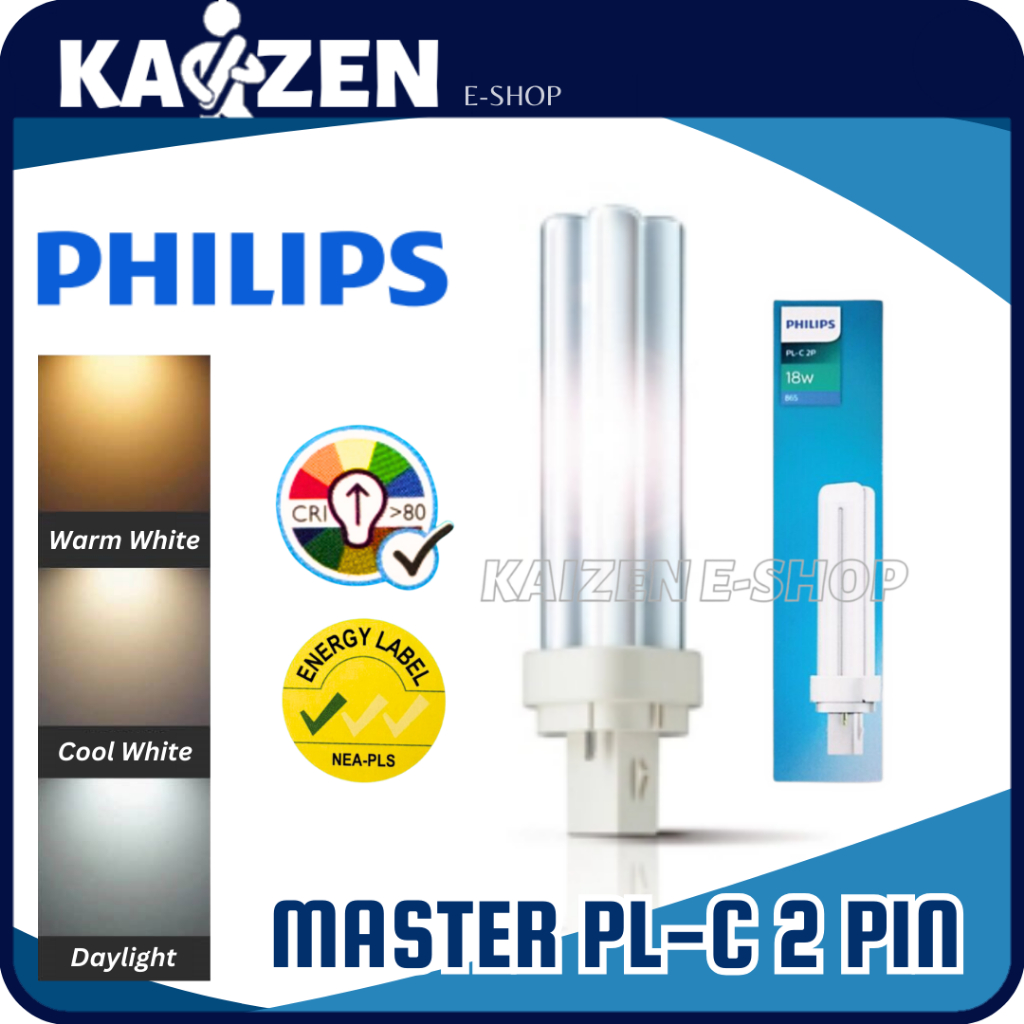 Philips Master PLC-2P 10W/13W/18W/26W Fluorescent Lamp Light Tube (827/830/840/865) | Shopee ...