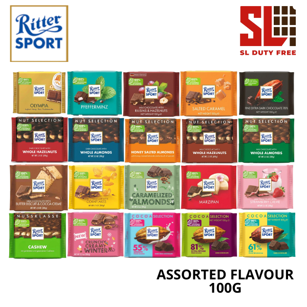 Ritter Sport Chocolate Bar 100g Assorted Flavour [Ice Packs Included ...