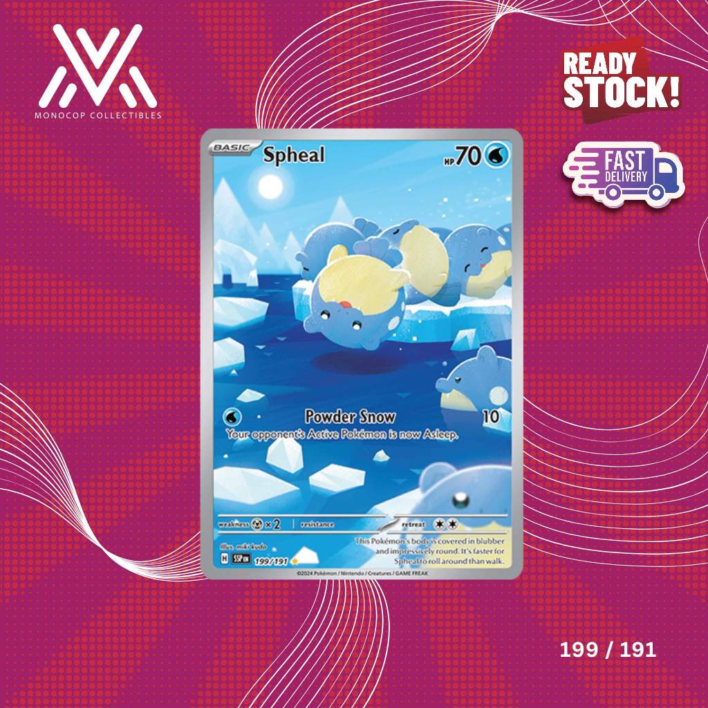 Pokemon TCG Spheal Illustration Rare 199/191 [GRADE A] Surging Sparks ...