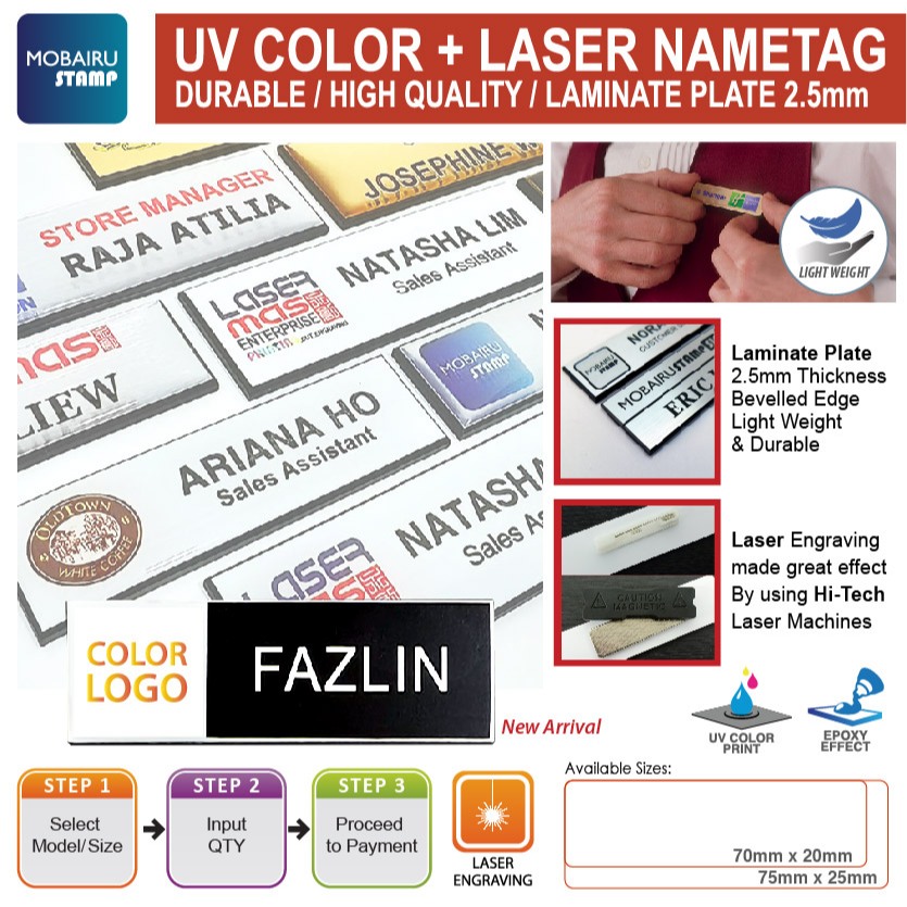 Standard B&W Color Nametag - Jata Logo Color Nametag UV Color + Laser ...