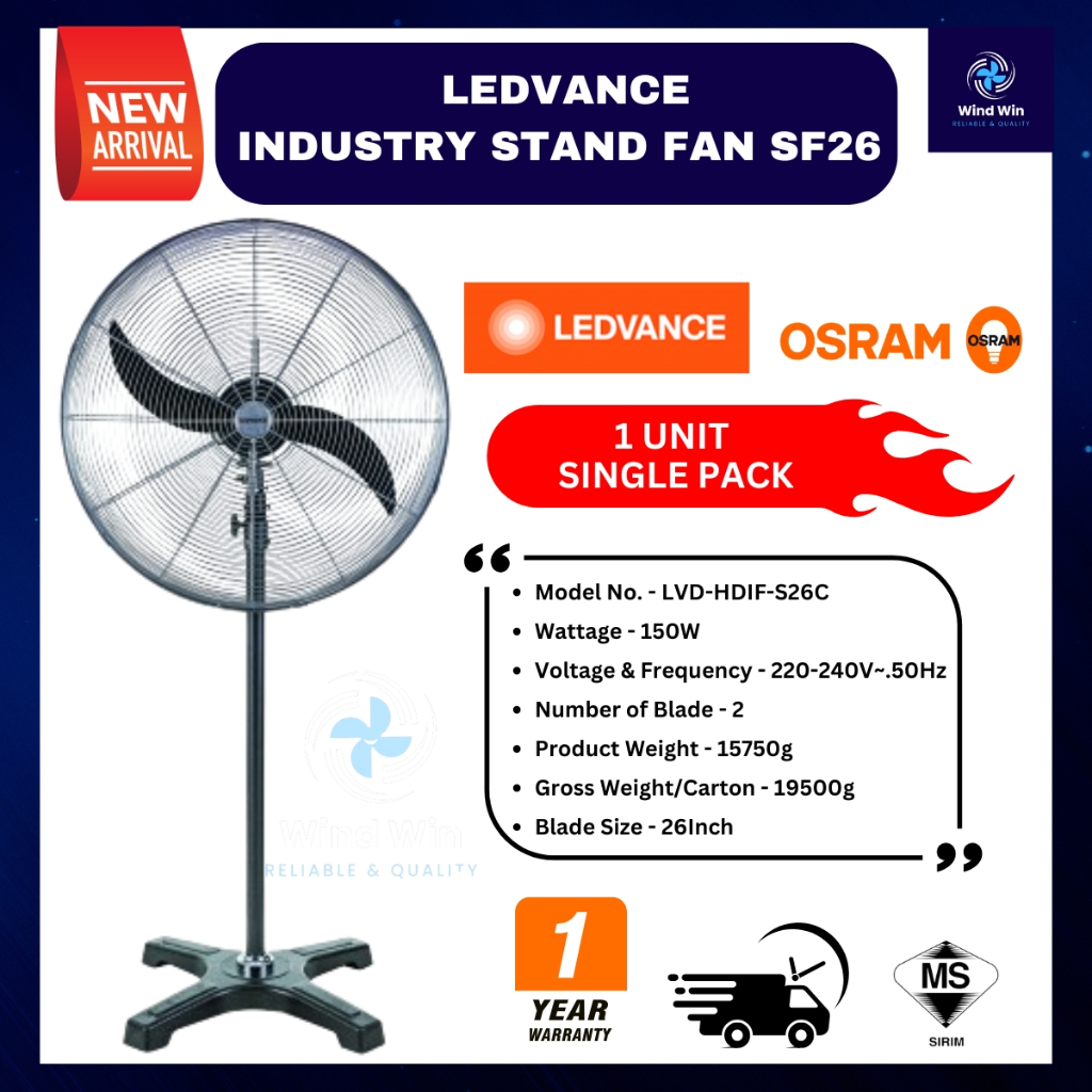 LEDVANCE INDUSTRY STAND FAN 26INCI LVD-HDIF-S26C (SINGLE PACK) | Shopee ...