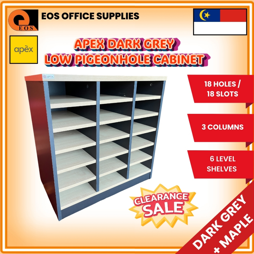 Apex Low 18 Pigeonhole Cabinet Storage Letterbox Shelf Filing Cabinet ...