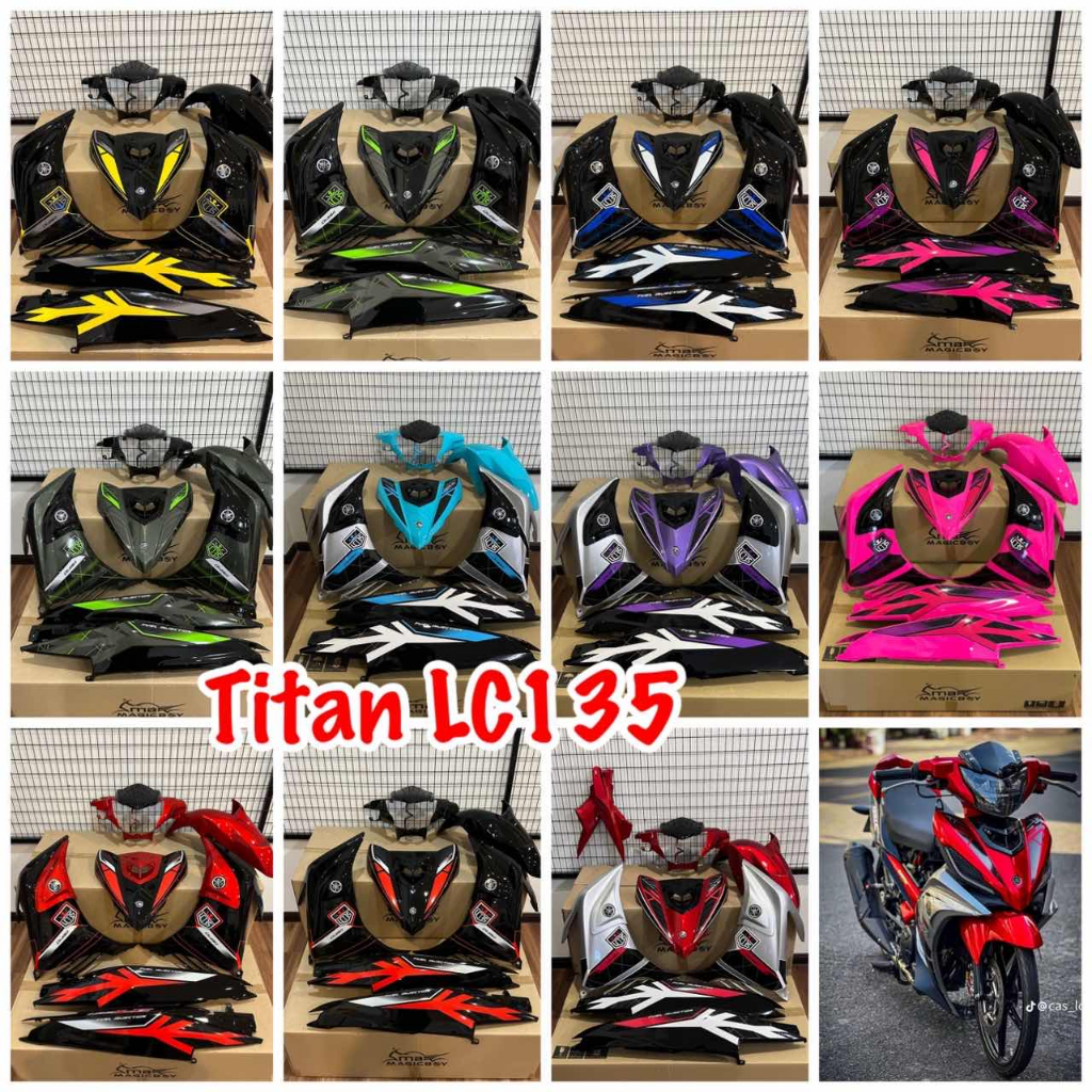 BIG BIKER MAGICBOY COVERSET LC135 V4 V5 V6 V7 VIETNAM TITAN RED TITAN ...