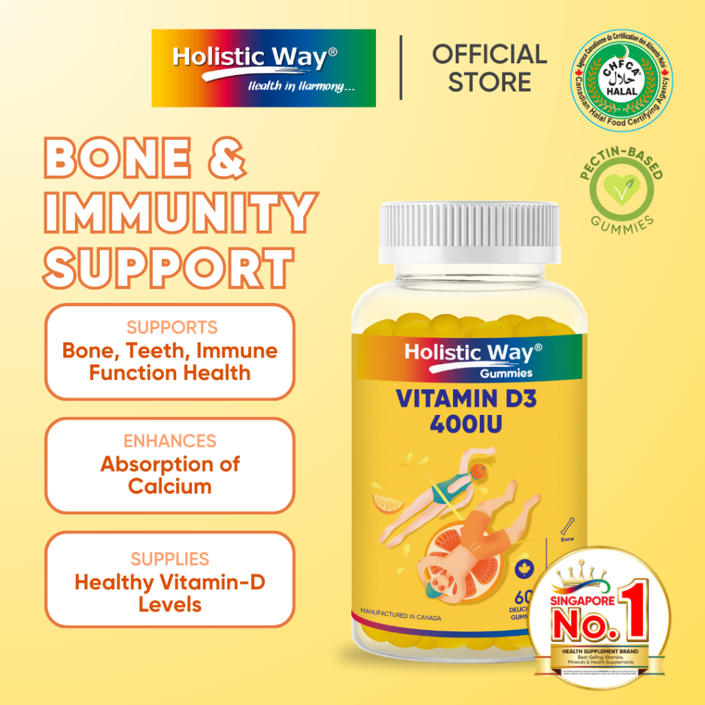 Holistic Way Vitamin D3 400IU Gummies (60 Gummies) [Expiry: Apr 26 ...