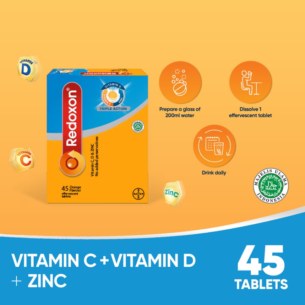 Redoxon Triple Action Effervescent Orange Tablets (45's) | Shopee Malaysia