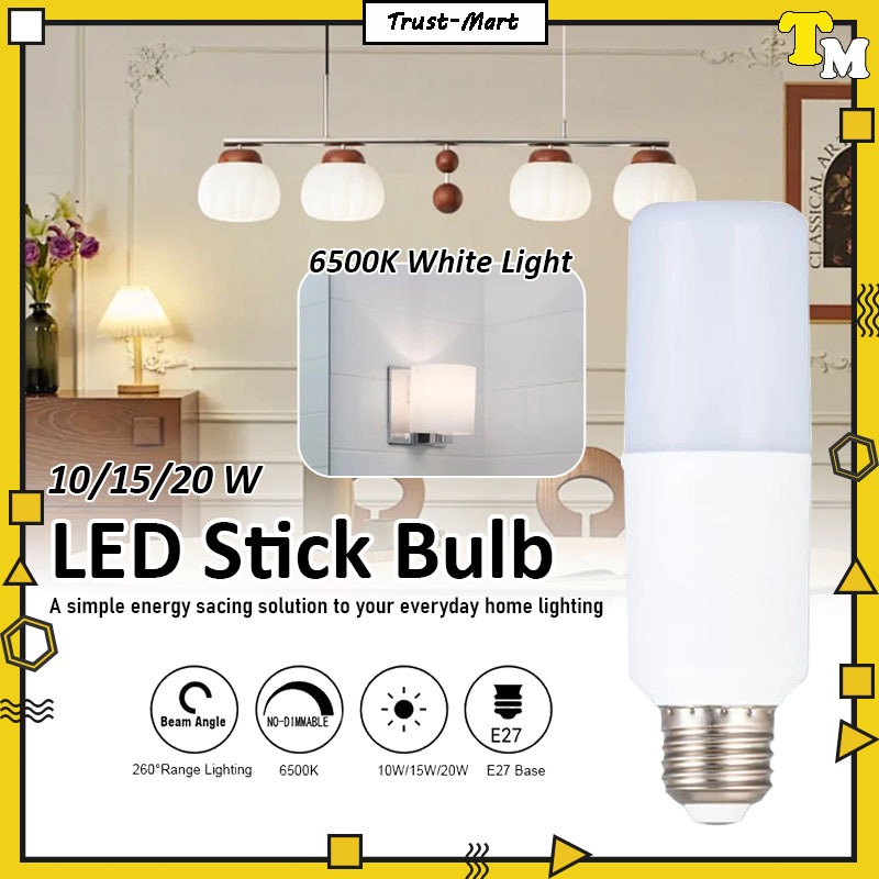 LED Stick Bulb 6500K LED Light Bulb Energy Saving Downlight Bulb Daylight Light Bulb 10W/15W/20W ...