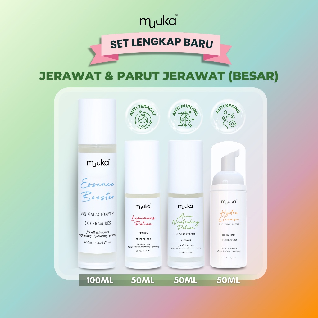 MUUKA Set Lengkap Baru Jerawat & Parut Jerawat (FULL SIZE) | Shopee ...