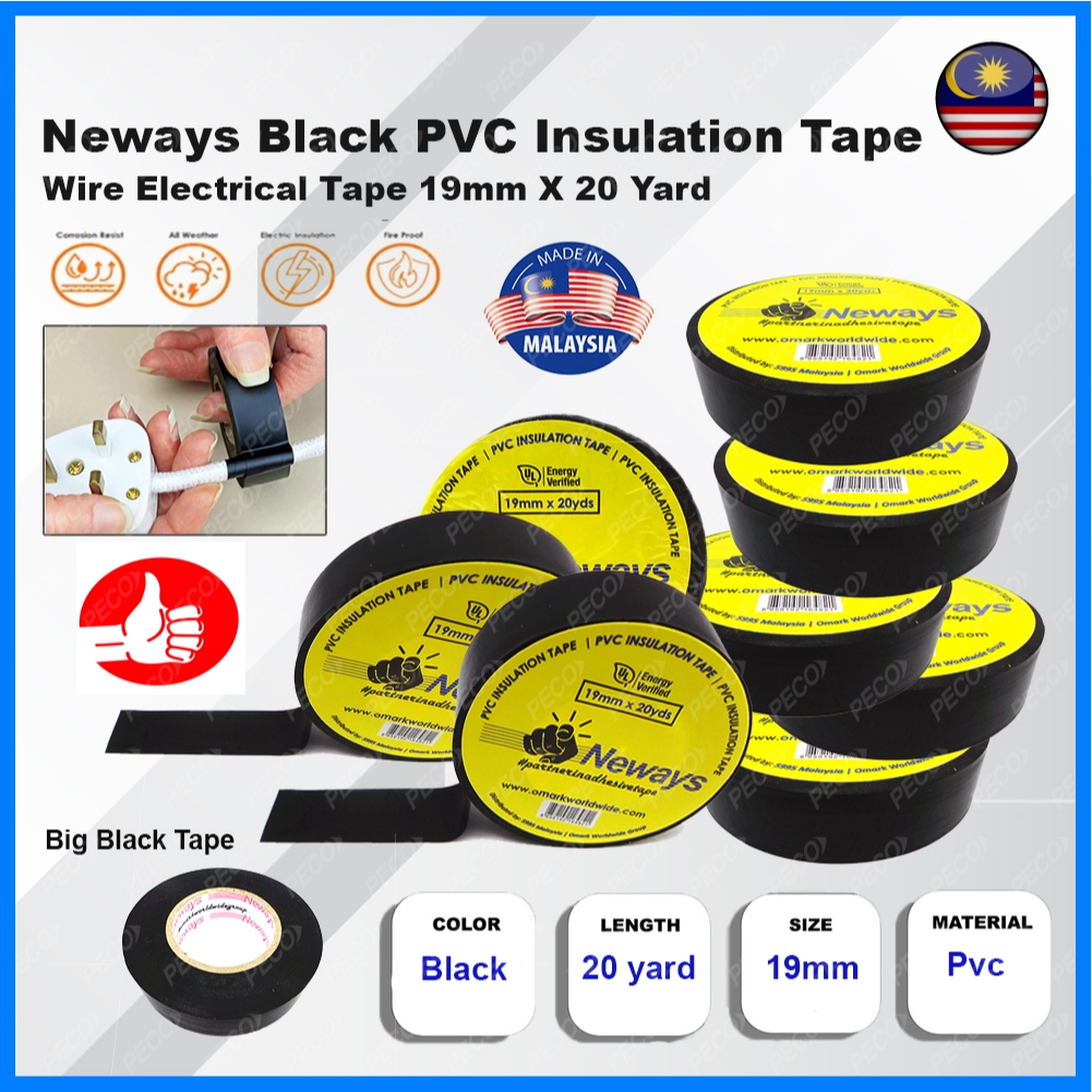 Neways Wire Electrical Tape Black PVC Insulation Tape 18mm x 7yards ...