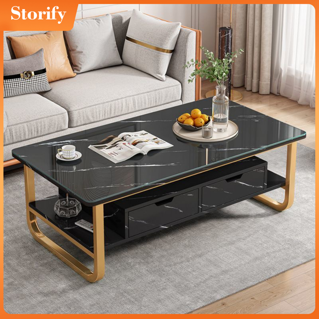 Modern Marble Pattern Coffee Table for Living Room Durable Scratch ...