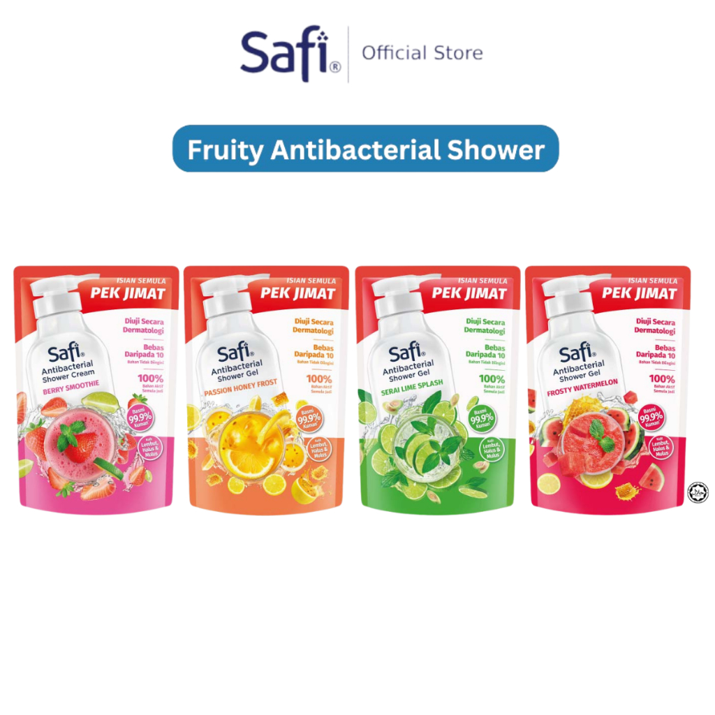 SAFI Fruity Antibacterial Shower Pouch 750g | Berry Smoothie | Serai ...