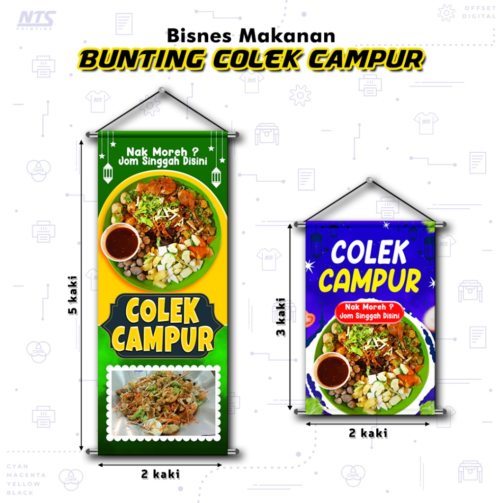 🔥READY DESIGN🔥 Bunting Colek Campur - Tebal / Kalis Air / Lasak ...