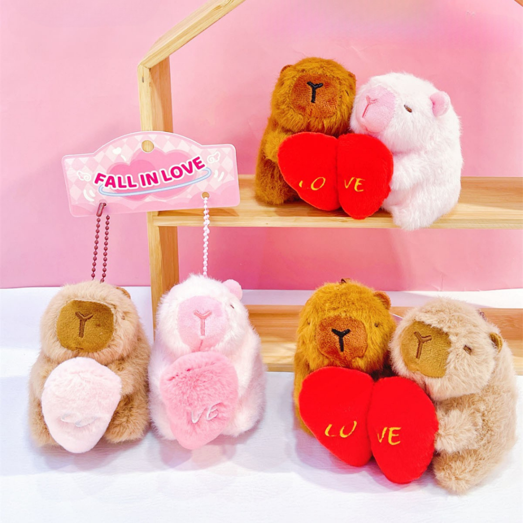 Couple Cute Capybara Magnetic Plush Keychain Backpack Pendant Toy Car ...