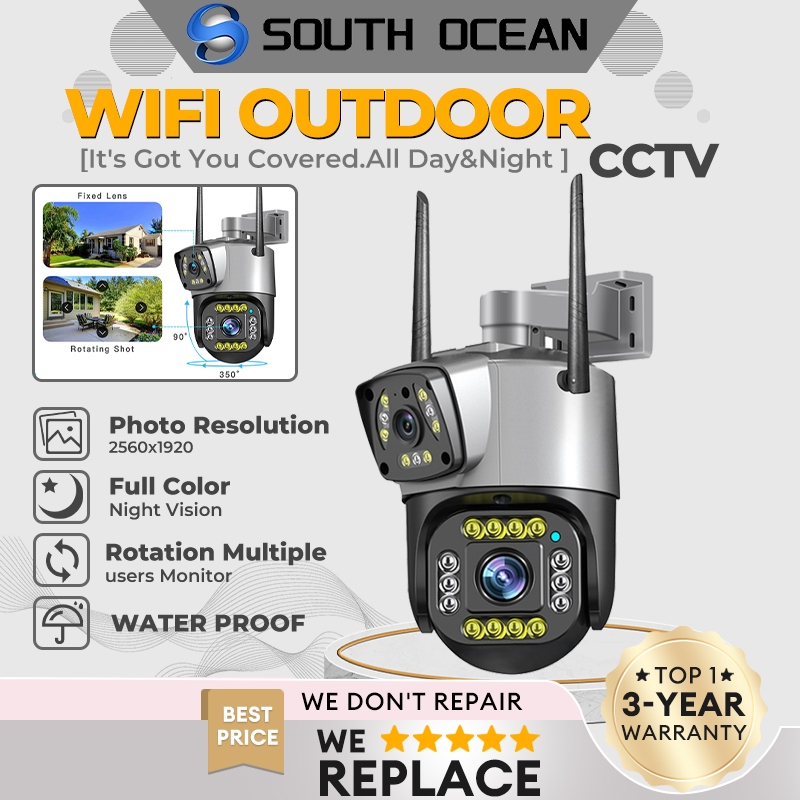 South Ocean Dual Lens 8MP CCTV Camera WiFi 360 Wireless Outdoor ...