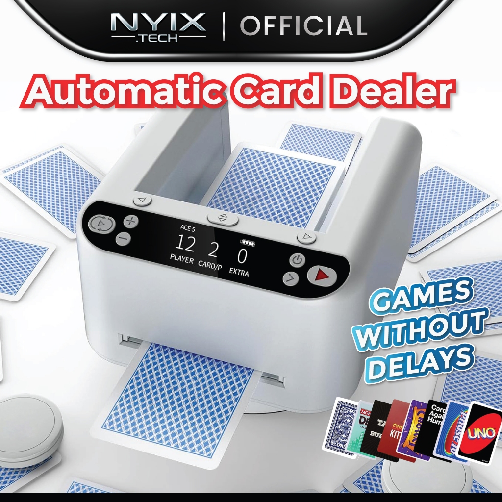 Automatic Card Dealer Machine 360° Rotate Rechargeable UNO Poker ...