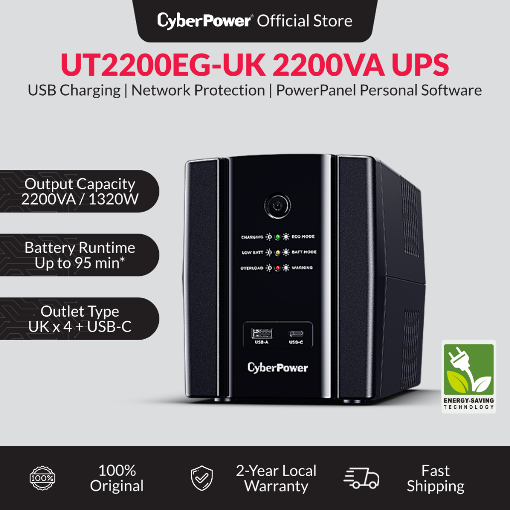 CyberPower Energy Saving Battery Backup Tower UPS With Power Panel ...