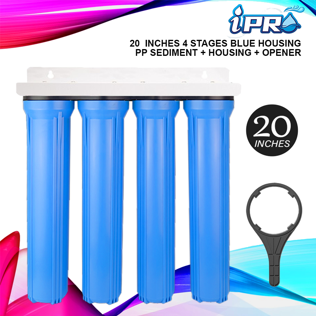 4 Stages 20 Inch Water Filter Housing ( Blue ) with PP & Housing ...