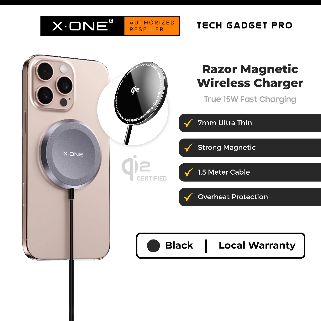 X.One 15W Qi2 Certified Razor Magnetic Fast Wireless Charger for iPhone ...