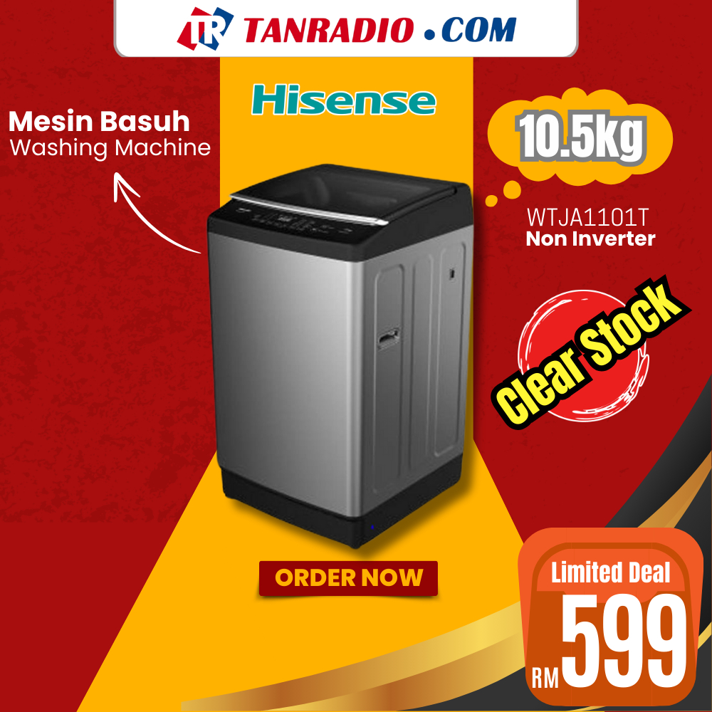 [CNY PROMO ] Hisense Mesin Basuh 10.5kg Inverter TopLoad washer washing ...