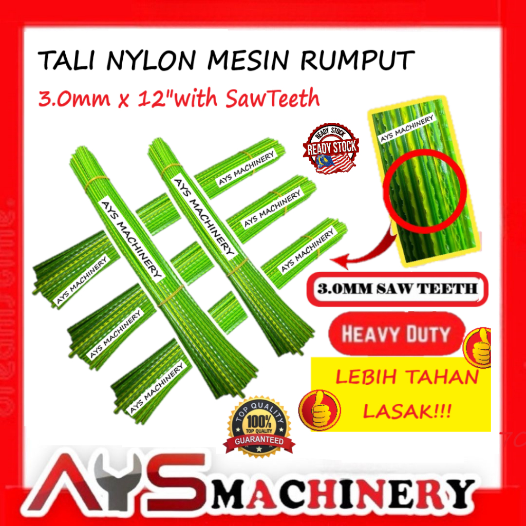 1kg Tali Mesin Rumput Bergigi 3.0mm Brush cutter trimmer line With ...