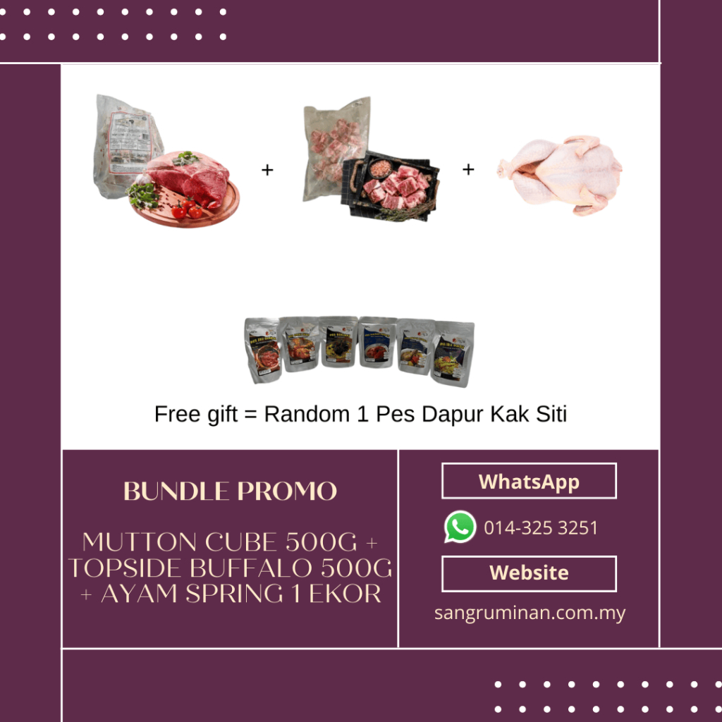 (BUNDLE PROMO) Mutton cube 500g + Topside 500g + Ayam Spring 1 Ekor ...