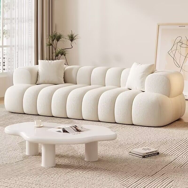 French cream style Nordic fabric sofa living room small apartment ...