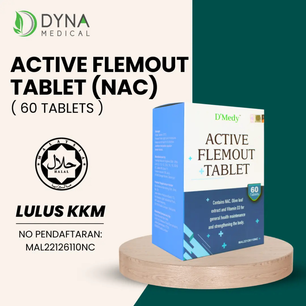 D'Medy Glutathione NAC N-Acetyl Cysteine Active Flemout Tablet Olive ...