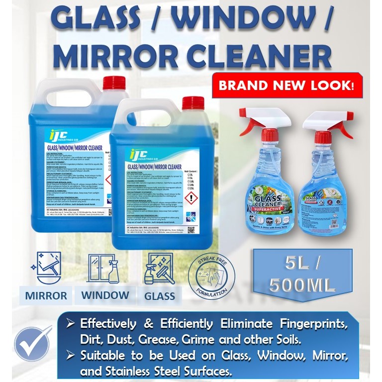 Glass Cleaner / Window & Mirror Cleaner / Liquid / Ready to Use / 500ML ...
