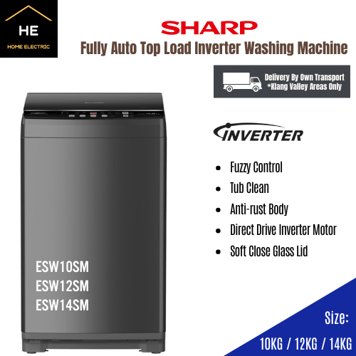 Sharp 10kg / 12kg / 14kg Fully Auto Top Load Inverter Washing Machine ...