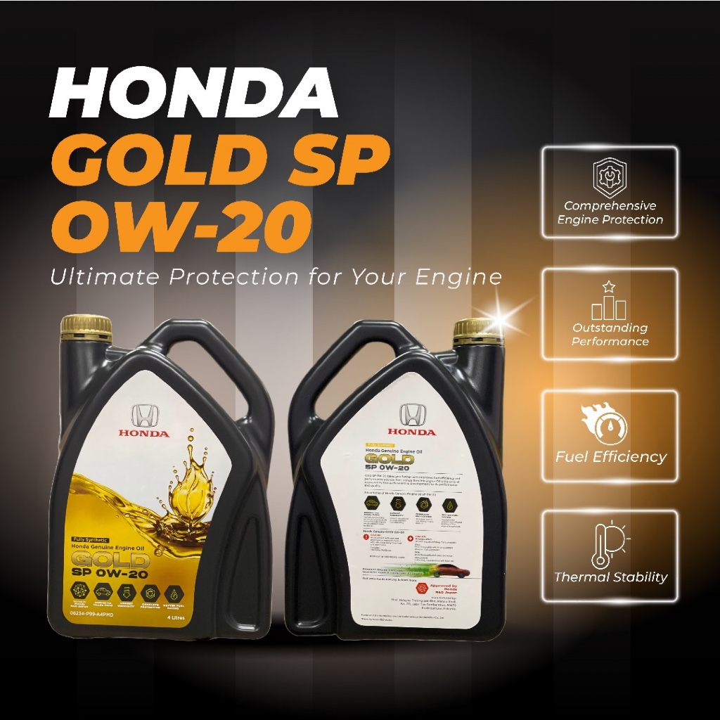 Honda Gold SP Fully Synthetic Engine Oil 0W20 4L | Shopee Malaysia