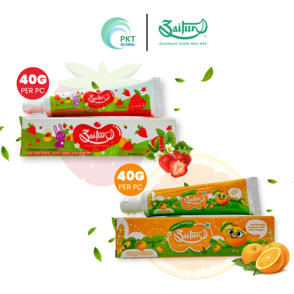 Zaitun Fluoride Free Kids Toothpaste ( Strawberry/Orange) 40g | Shopee ...