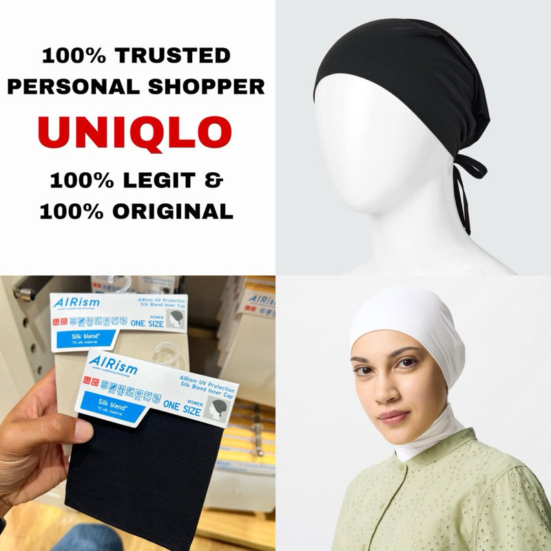 💯% Original Uni qlo Air Rism Silk Blend Inner Cup / Anak Tudung ...