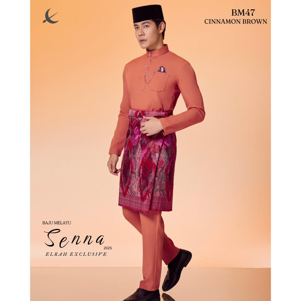 ELRAH EXCLUSIVE BAJU MELAYU SENNA CINNAMON BROWN C47 NEW 2025 Slim Fit ...