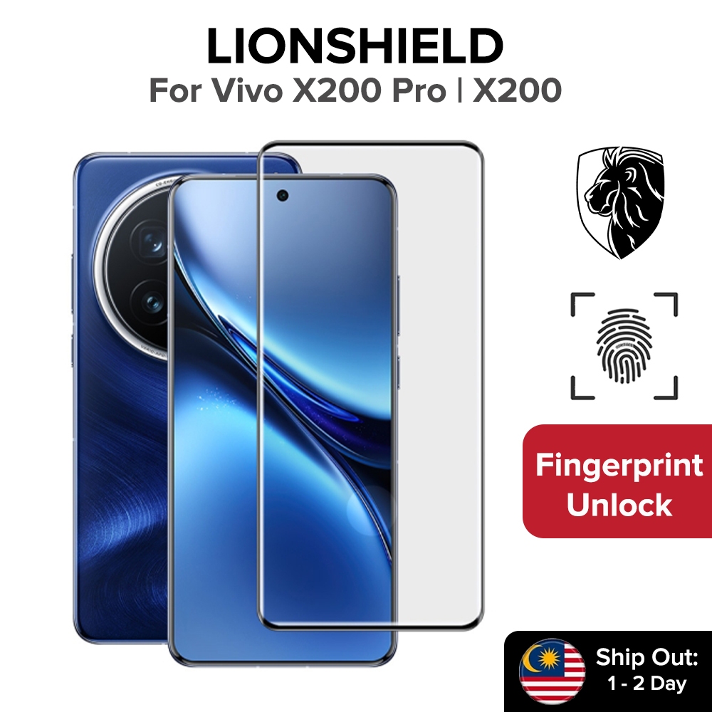(MY) Lionshield Vivo X200 Pro / X200 5G Screen Protector Clear Tempered Glass - Fingerprint ...