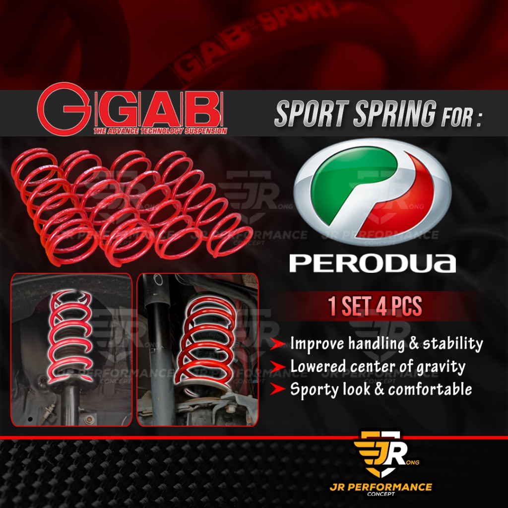 GAB SP Series Lowered Sport Spring Perodua Myvi Gen3 Axia Bezza Aruz Ativa Kembara Kelisa Kenari ...