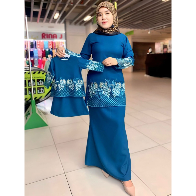 TEMA BAJU RAYA WARNA TEAL BLUE FAMILY SET | Shopee Malaysia