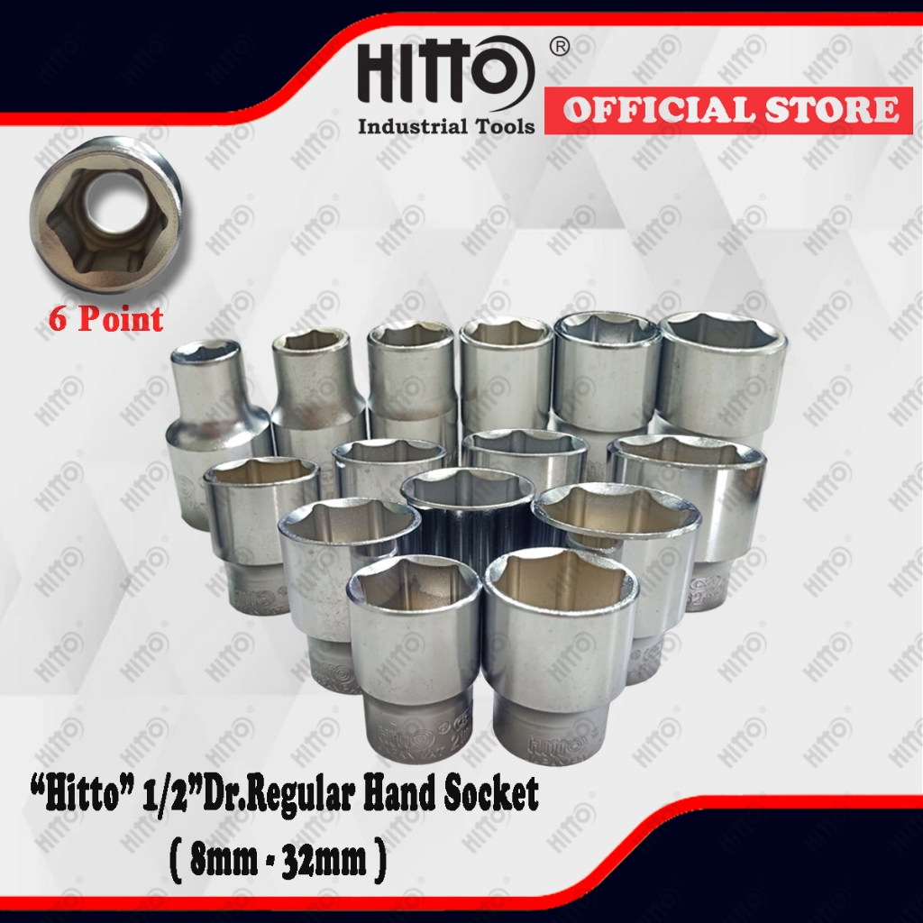 [ HITTO ] 8MM - 32MM 1/2" Dr. Regular Hand Socket 6point / Box Socket ...