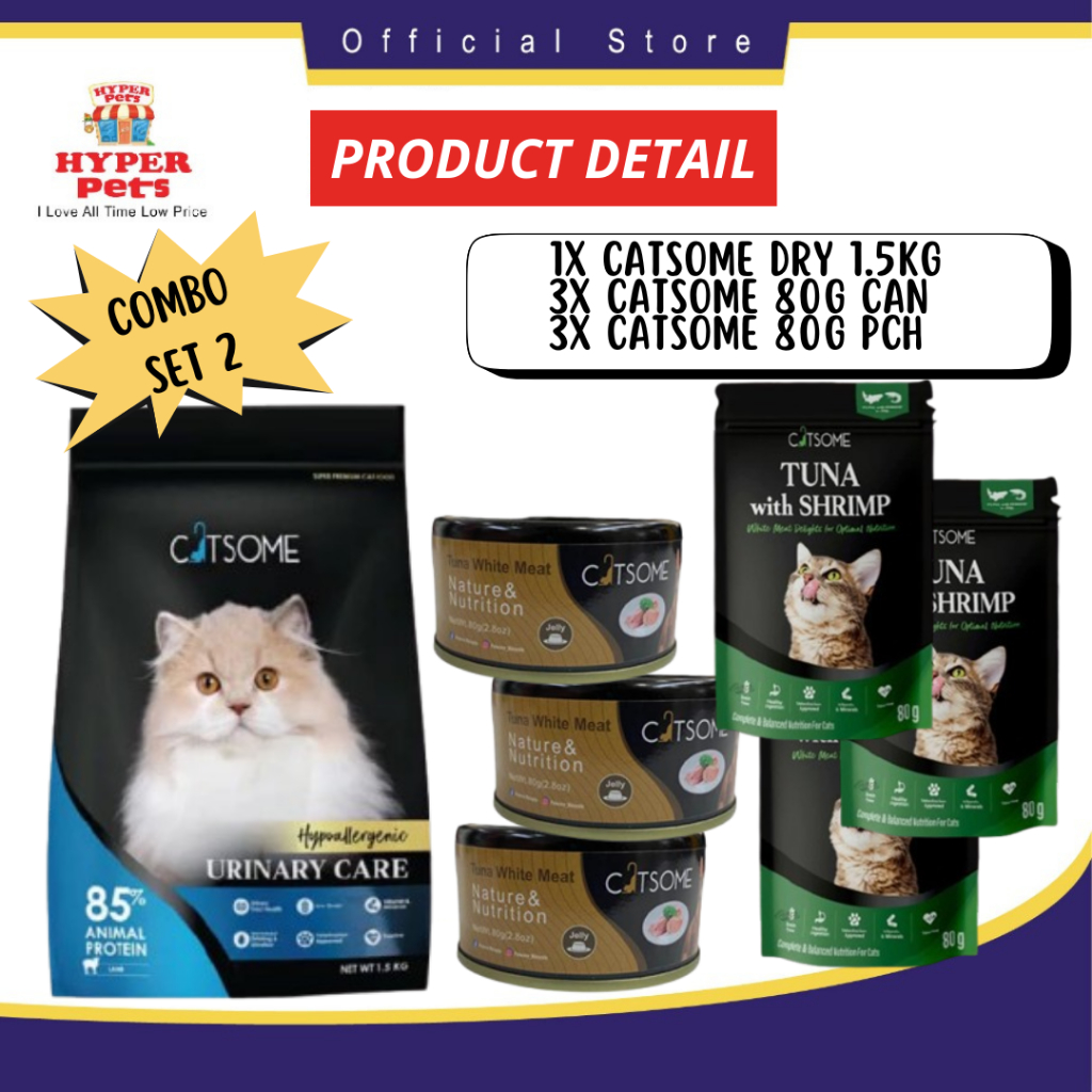 CATSOME COMBO SET (Refer description) - Kibble 1.5kg + Can 80g + Wet ...