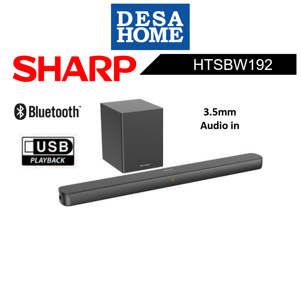 SHARP HTSBW192 110 WATTS 2.1 CHANNEL SOUNDBAR WITH WIRELESS SUBWOOFER ...