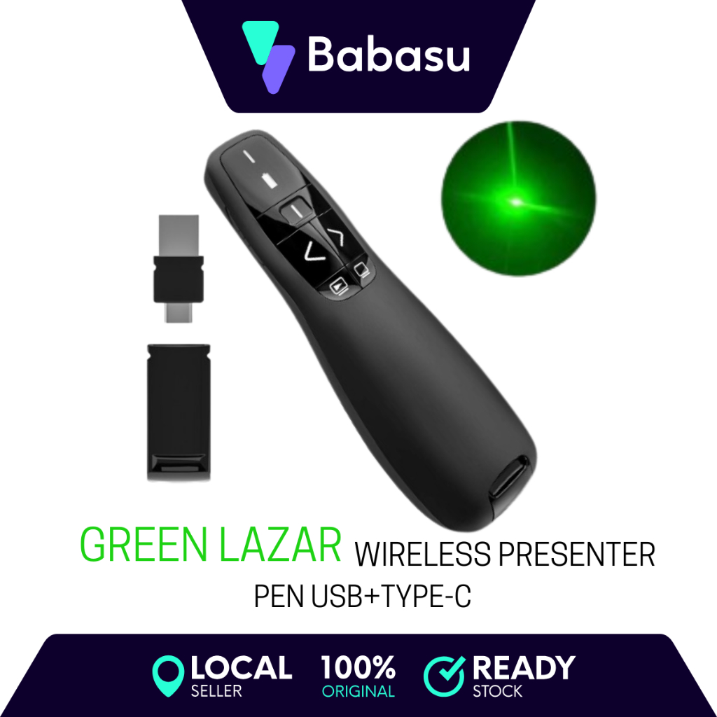 GLINK- GREEN LAZAR Wireless Presenter Pen USB+TYPE-C Pointer PPT Remote Control Presentation ...