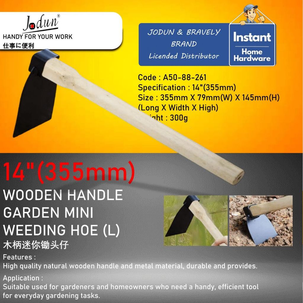 JODUN BRAND 14"(355mm) Wooden Handle Garden Mini Digging Hoe For Garden ...