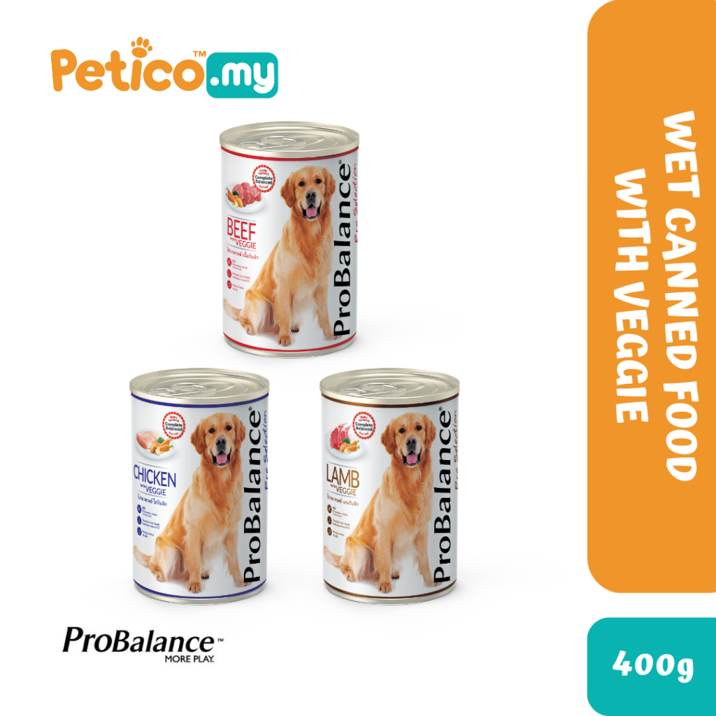 ProBalance 400G Chicken / Beef / Lamb with Veggie Wet Dog Canned Food (Adult / Senior) | Shopee ...