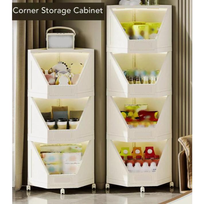 RMI Corner Shelf Multifunctional Storage Cabinets 3/4 Tier Floor To ...