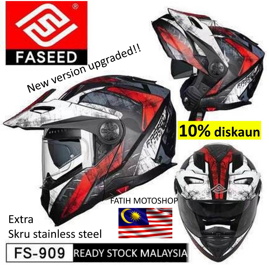 Faseed F-909 Adventure Flip Up Modular Helmet Double Lens Pinlock Visor Flip up Full Face Anti ...