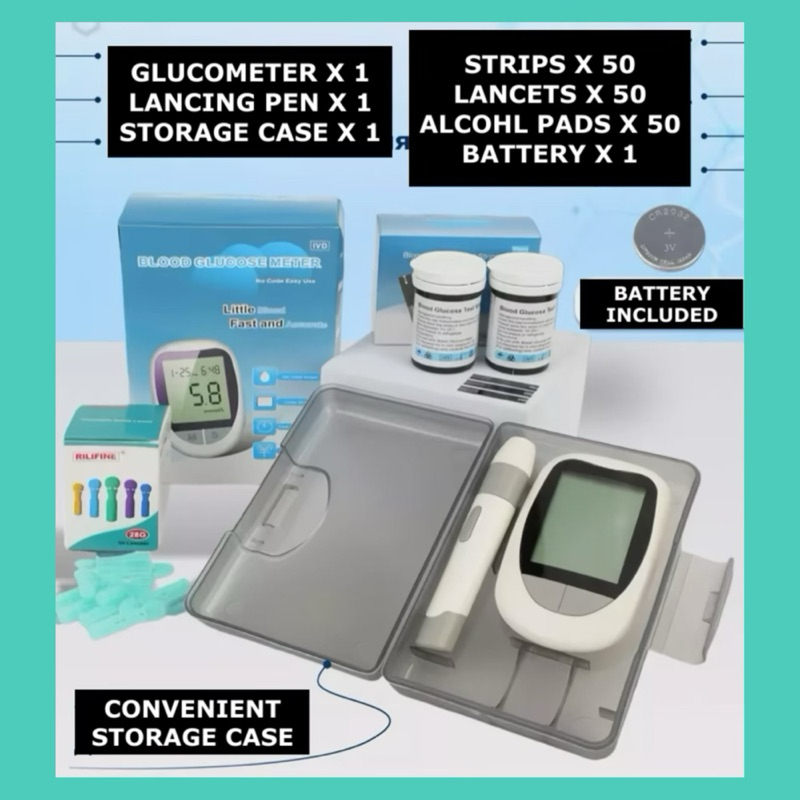 🔥 KH FULL SET 50/10 🔥 Glucometer Test + 50/10 Strips/Lancets/Alcohl ...