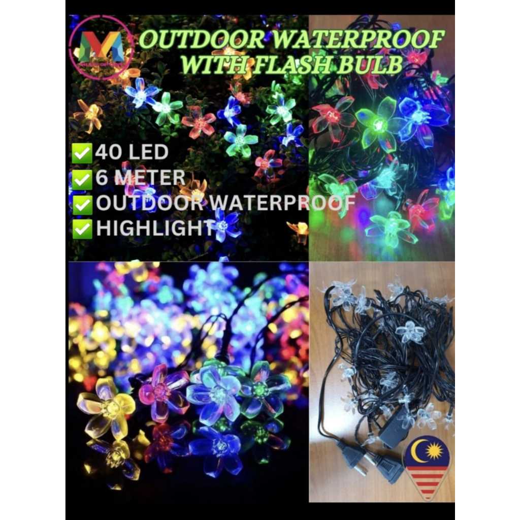 6 METER 40 LED COLOURFUL LIGHT Lampu Hiasan Raya Lip Lap Kelip Warna ...